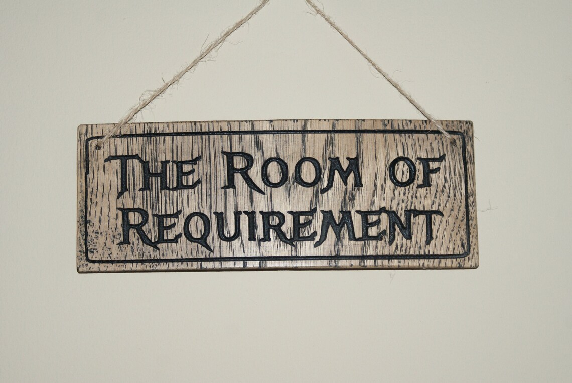 The Room of Requirement Sign, Wooden Sign, Magical Shop, Harry Potter ...