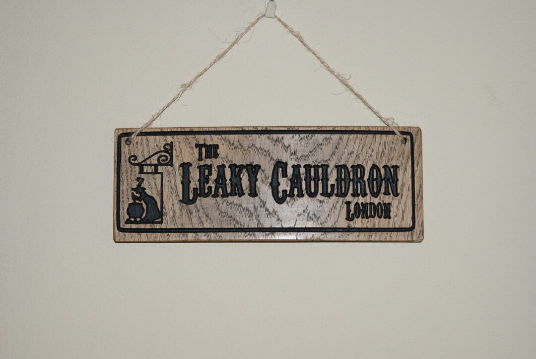 Leaky Cauldron, Home Decor, Wall Hanging, Wooden Sign, Oak sign, Wooden ...
