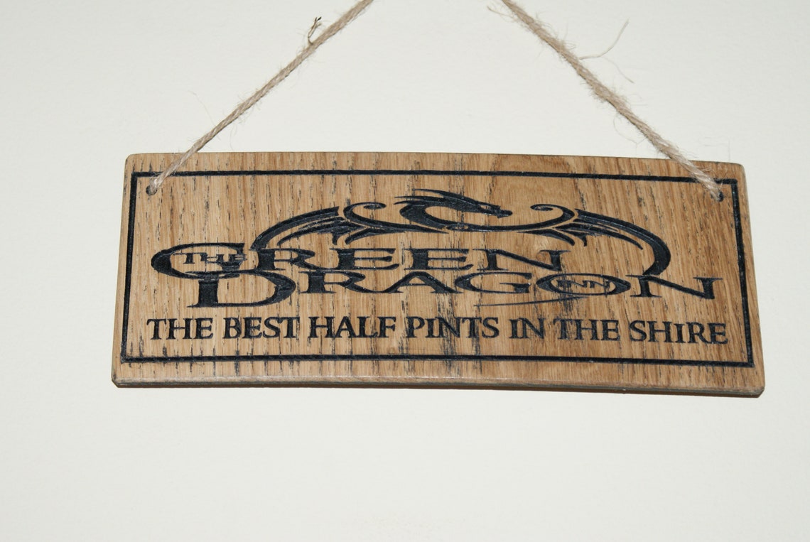 The Green Dragon Inn LOTR Geek Sign hanging wall sign Lord | Etsy