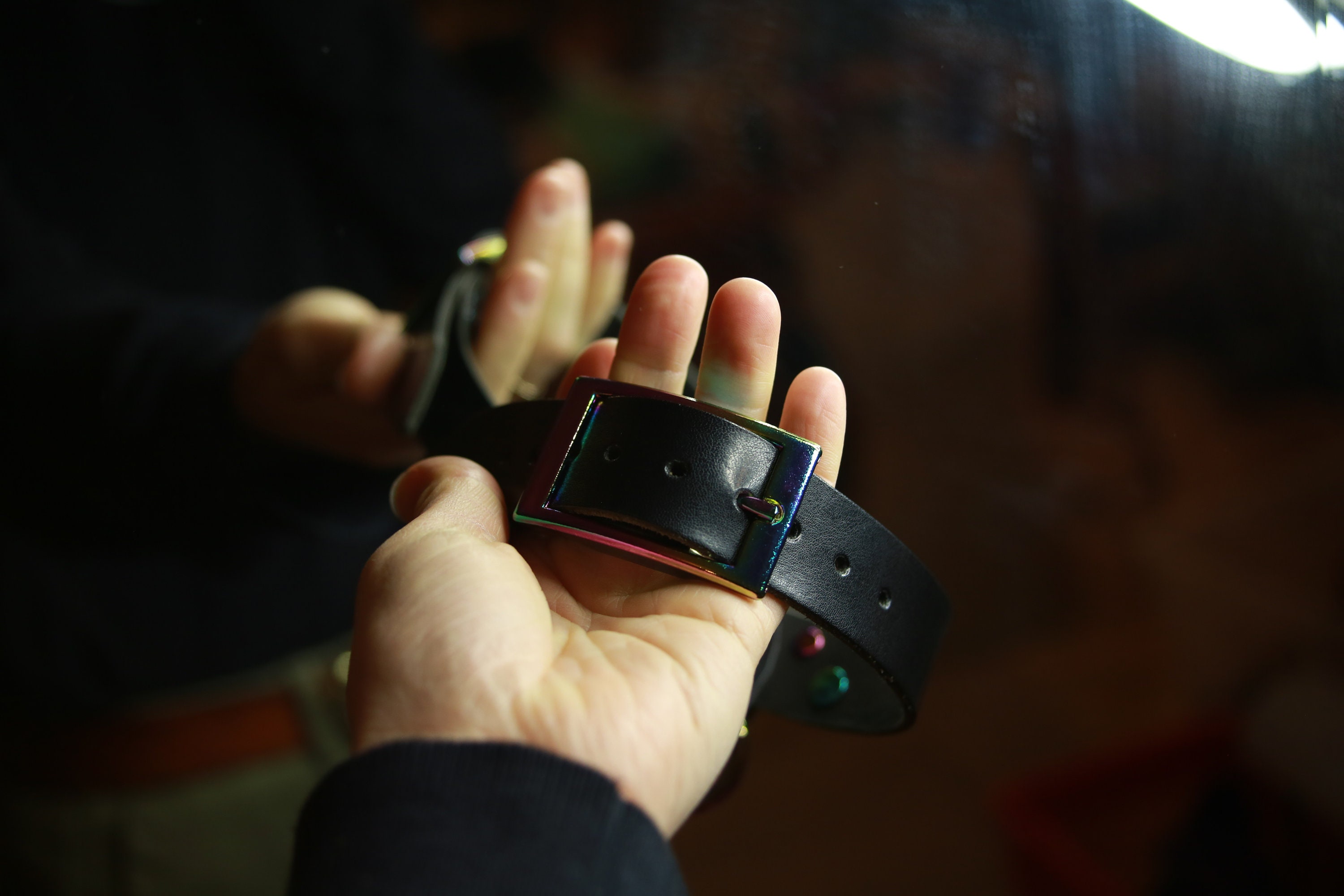 Unique Collar! BLACK With Iridescent Accents- With Custom Engraving ...