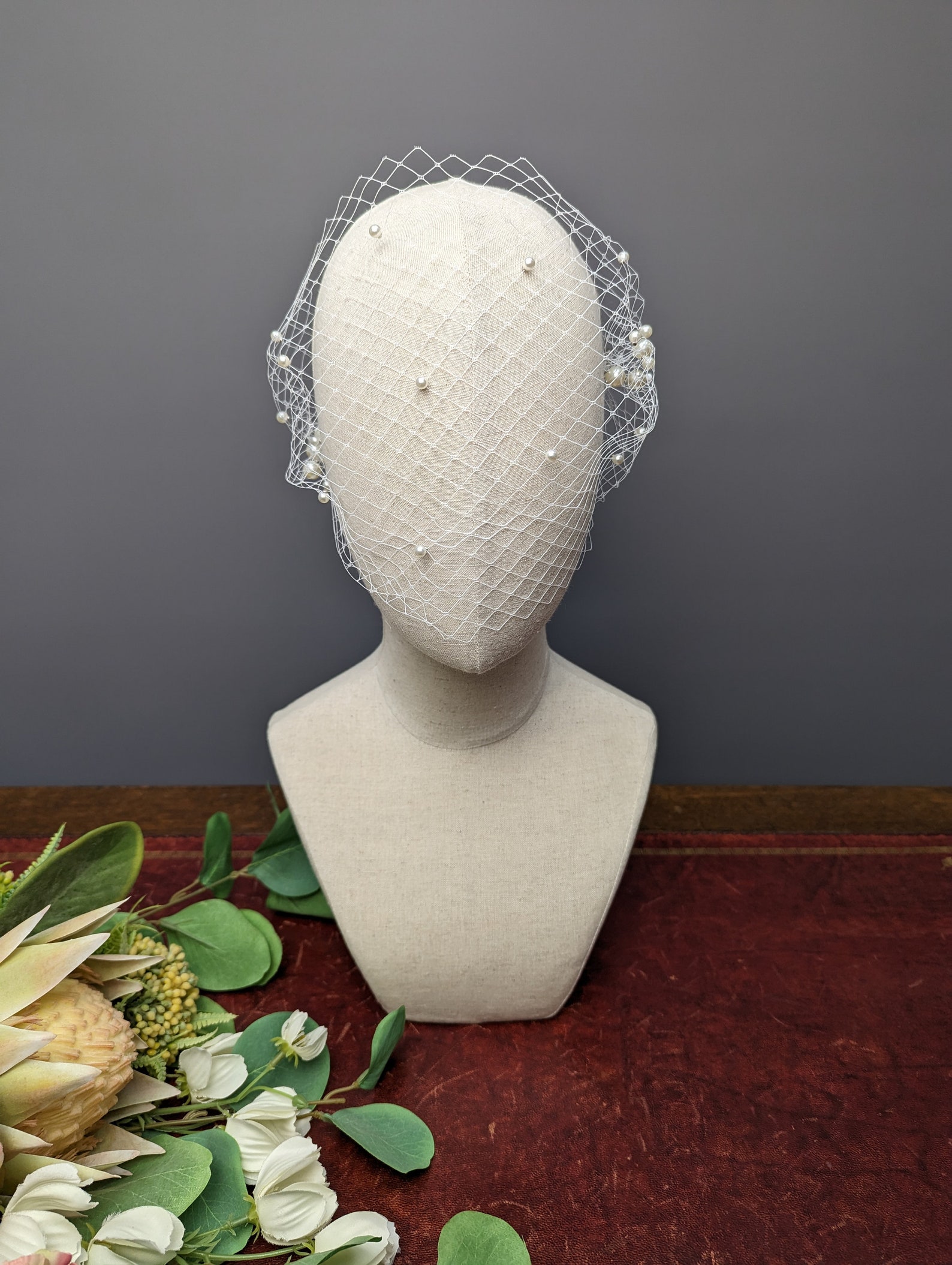 Bandeau Wedding Pearl Veil French Net Veil Bird Cage Veil Face Bridal ...