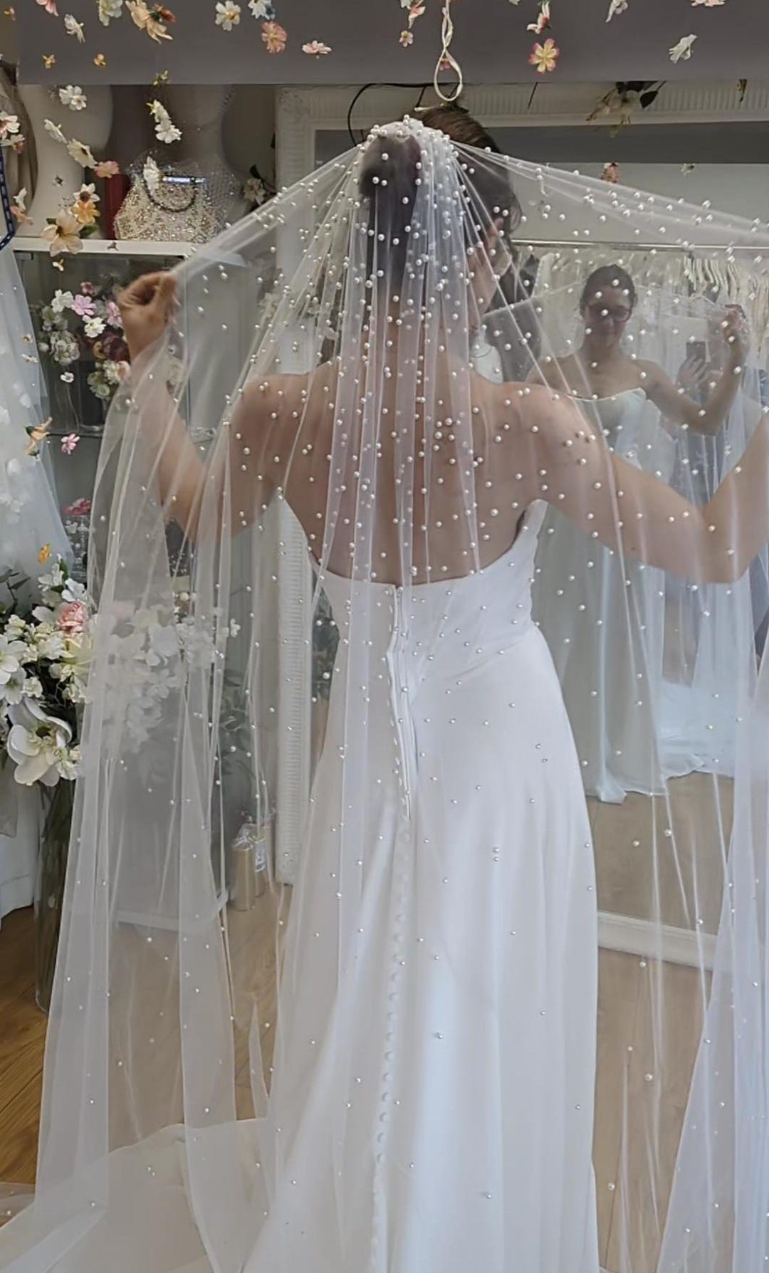 Waterfall Louise Veil Cascade Raw Cut Single Tier Veil Cathedral Veil ...