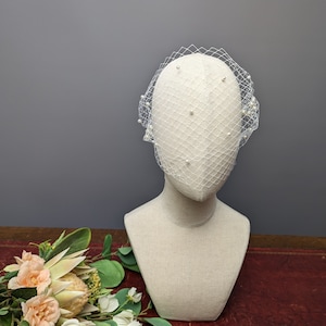 Bandeau Wedding Pearl Veil French Net Veil Bird Cage Veil Face Bridal ...