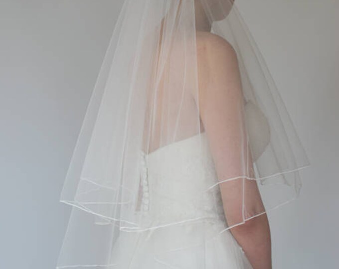 A Soft Tulle WENDY Veil 2 Mm Ribbon Edge,cathedral Veil , Fingertip ...
