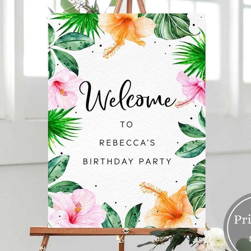 Tropical Birthday Party Welcome Sign Printable Palm Jungle - Etsy
