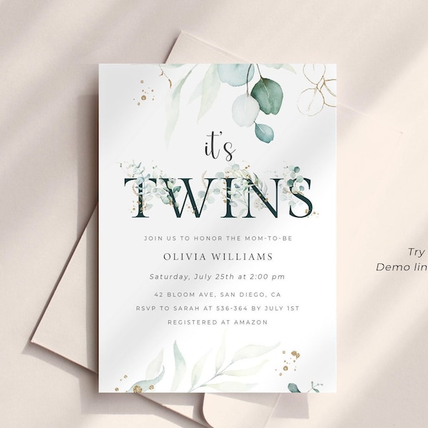 Twin Baby Shower Invitation - Etsy