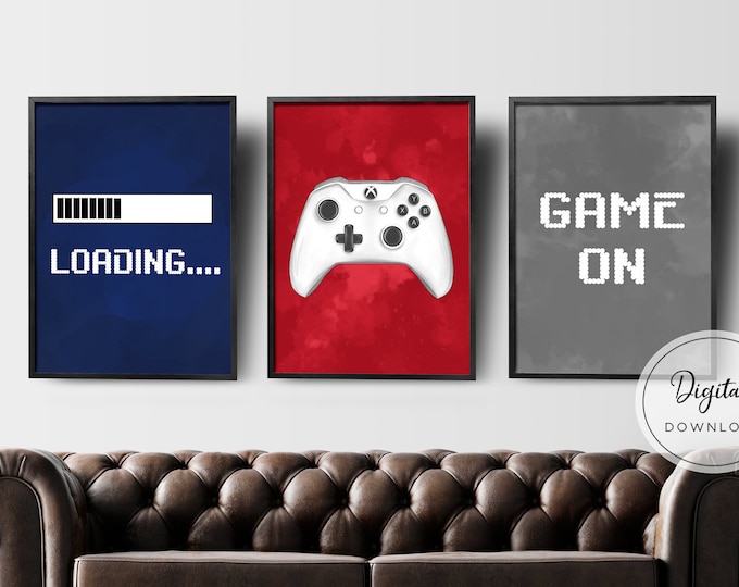 Gaming Decor, Gaming Wall Art Set of 3, Gaming Prints Set, Video Game ...