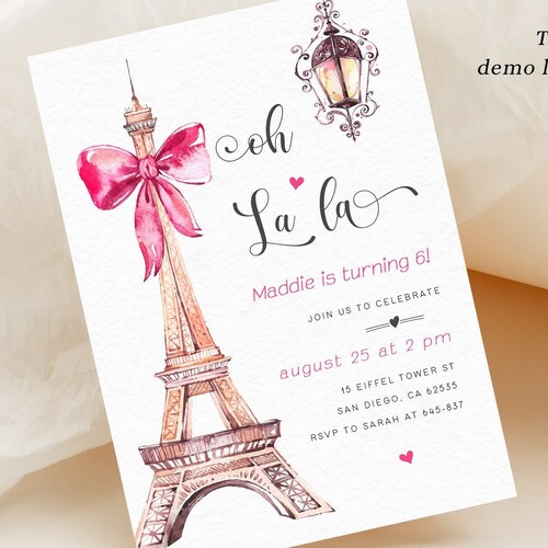 Editable Paris Birthday Invitation Template Paris Birthday - Etsy