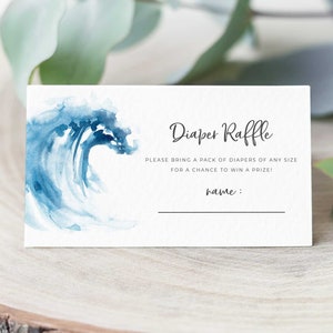 Ocean Diaper Raffle Ticket, Beach Diaper Raffle Printable, Ocean Baby ...