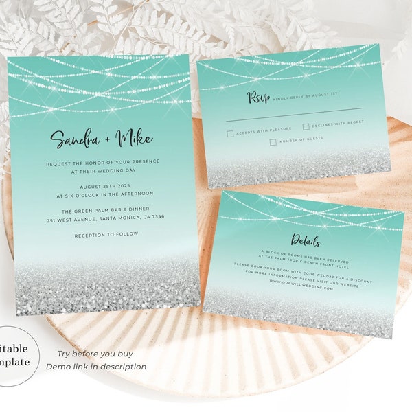 Mint Wedding Invite - Etsy