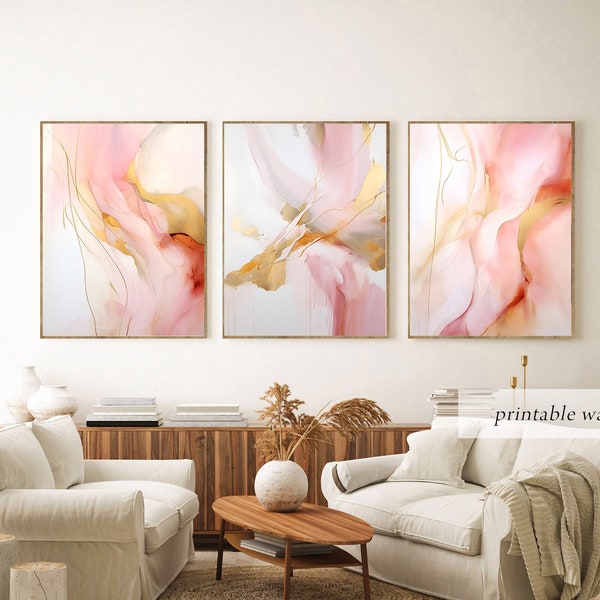 Pink and Gold Art - Etsy