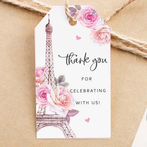 Paris Thank You Tags Printable Paris Favor Tags French Paris - Etsy