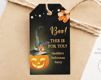 EDITABLE Halloween Favor Tags Happy Halloween Party Treat Bag - Etsy