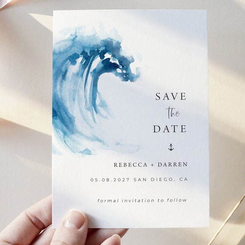 Beach Save the Date Template Ocean Wedding Save the Date | Etsy