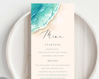 Beach Wedding Menu Template DIY Printable Beach Party Menu - Etsy