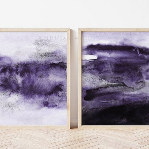 Abstract Purple Wall Art Set of 2 Purple Wall Art Prints - Etsy