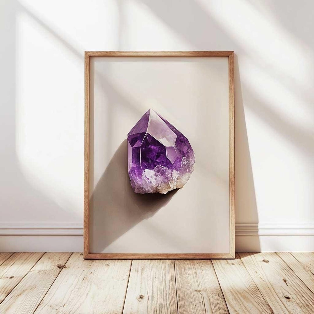 Amethyst Art Print, Crystal Wall Art, Birthstone Art, Gemstone Wall Art ...