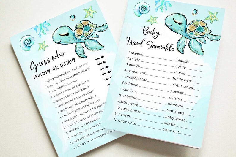 Under the Sea Baby Shower Games Bundle Beach Baby Shower - Etsy