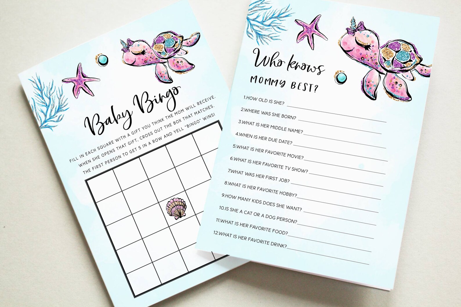 Under the Sea Baby Shower Games Bundle Beach Baby Shower - Etsy
