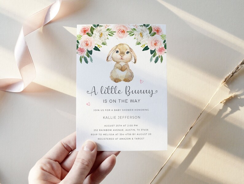 Bunny Baby Shower Invitation Template Digital Download - Etsy
