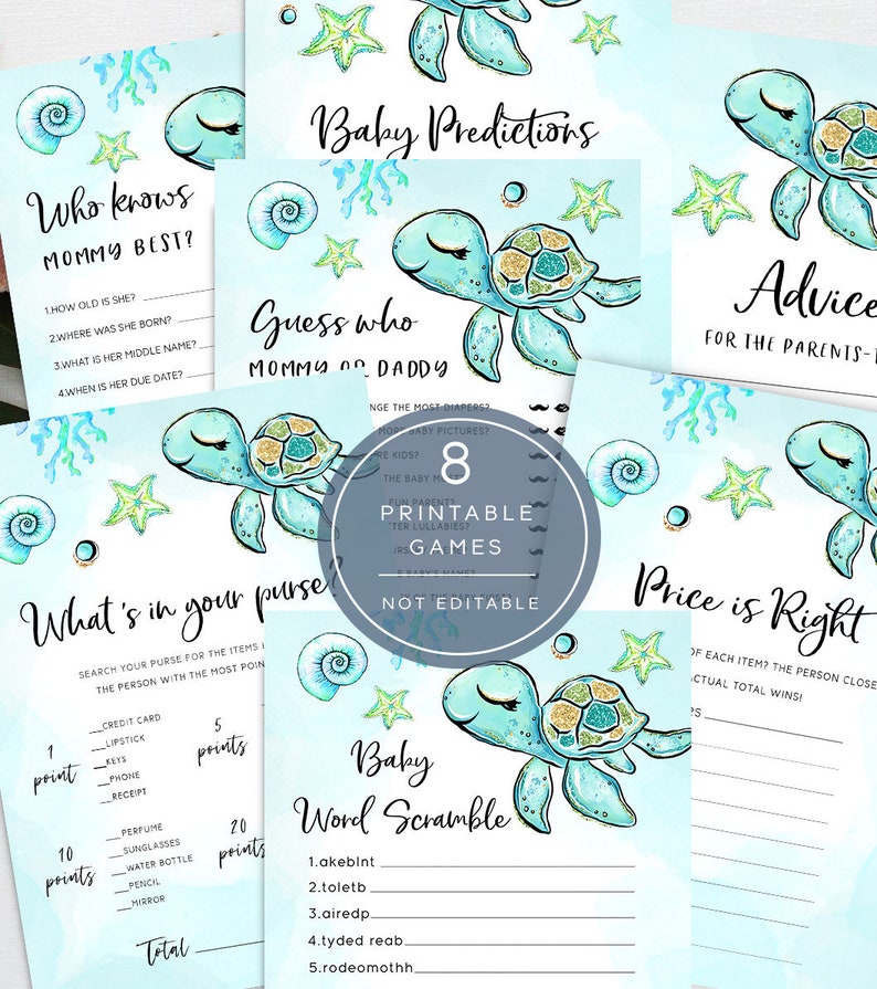 Under the Sea Baby Shower Games Bundle Beach Baby Shower - Etsy