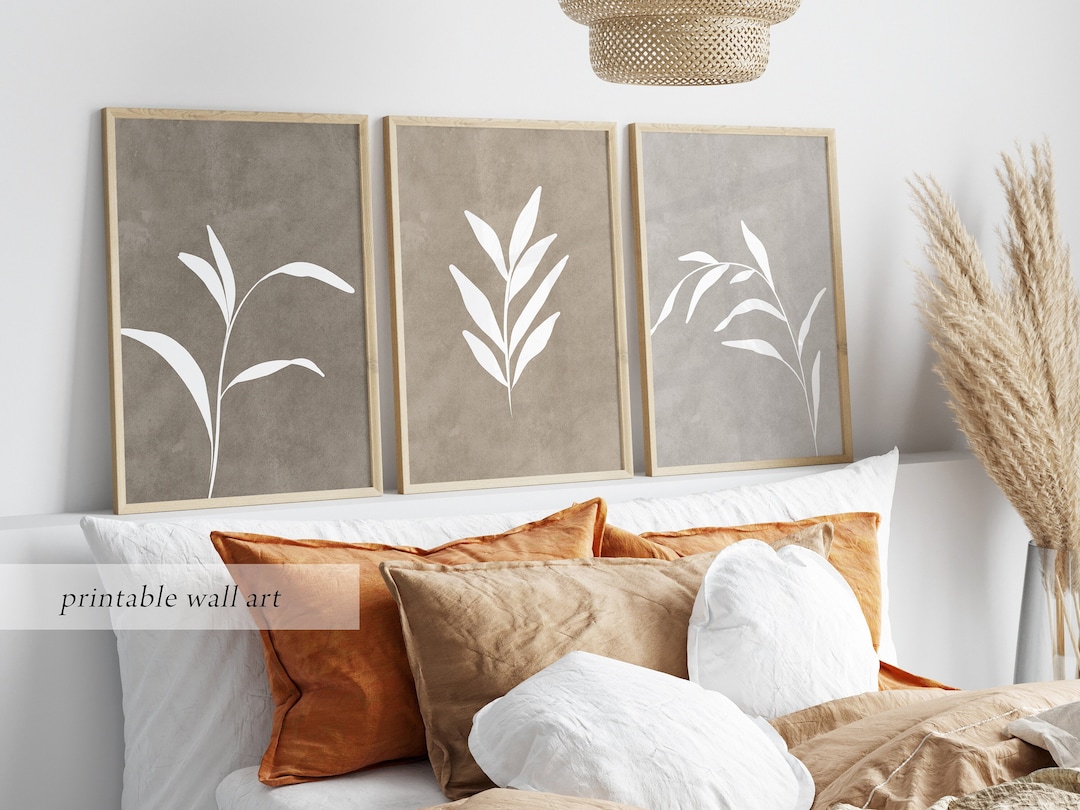 Neutral Prints Set, Abstract Botanical Prints, Modern Botanical Wall ...
