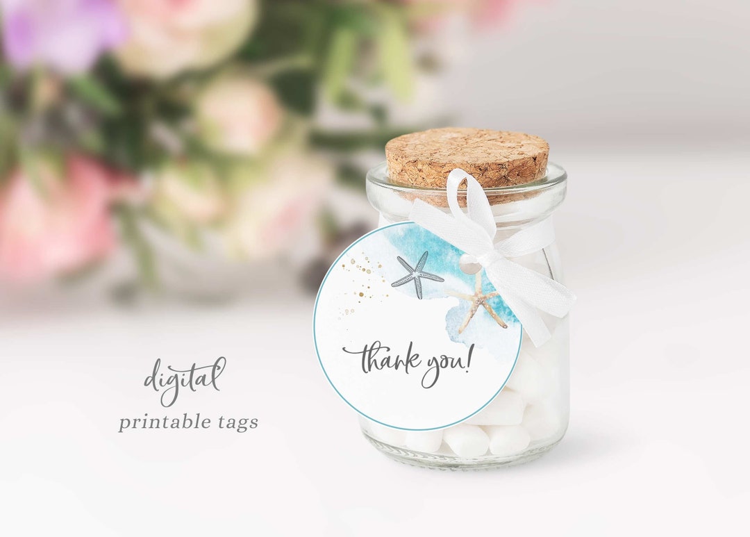 Beach Wedding Thank You Tags Printable, Ocean Thank You Tags, Beach ...