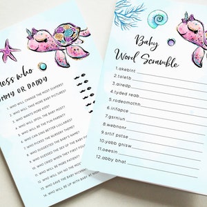 Under the Sea Baby Shower Games Bundle, Beach Baby Shower Games ...