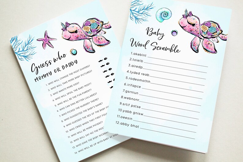 Under the Sea Baby Shower Games Bundle, Beach Baby Shower Games ...