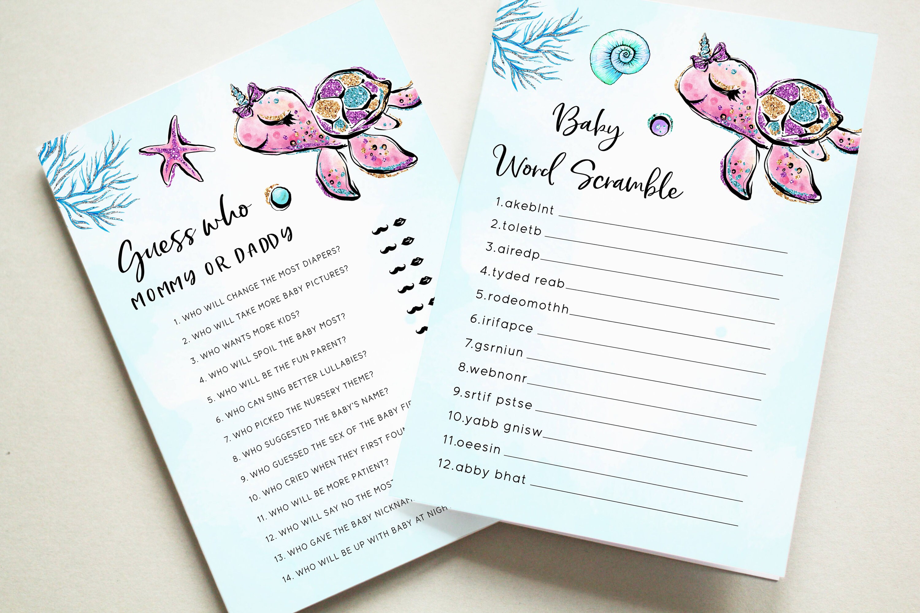 Under the Sea Baby Shower Games Bundle Beach Baby Shower - Etsy