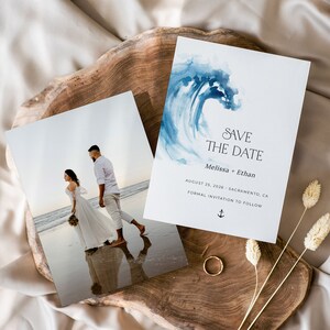 Beach Save the Date Template, Ocean Wedding Save the Date Instant ...