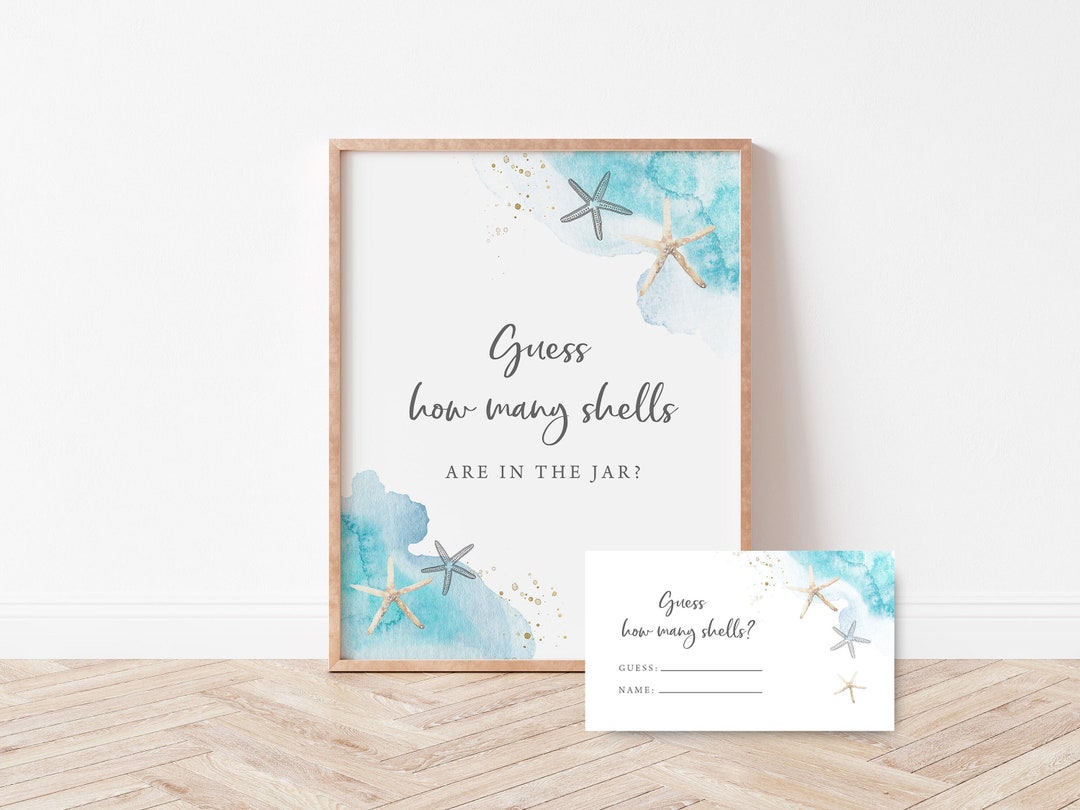 Guess How Many Shells Are in the Jar Game, Beach Bridal Shower Games ...