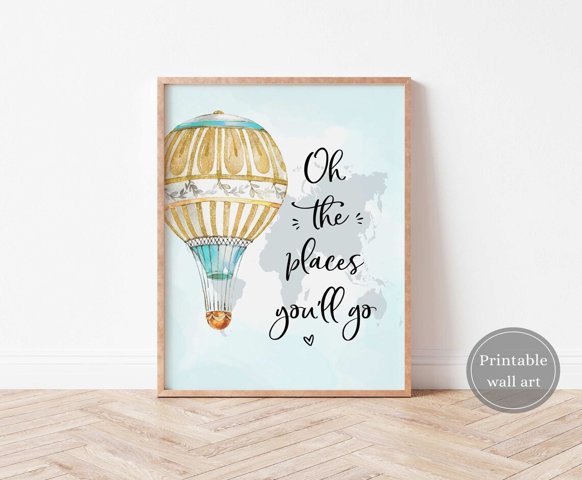 Oh the Places You'll Go Nursery Wall Art Travel Nursery - Etsy