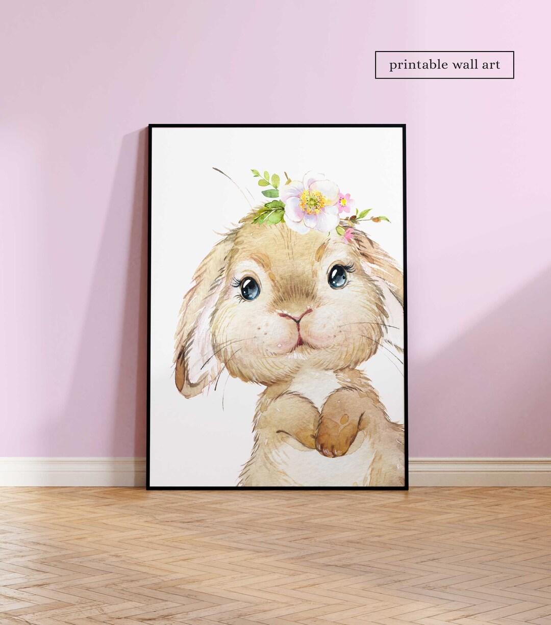 Bunny Nursery Wall Art, Bunny Nursery Print, Girl Nursery Prints, Baby ...