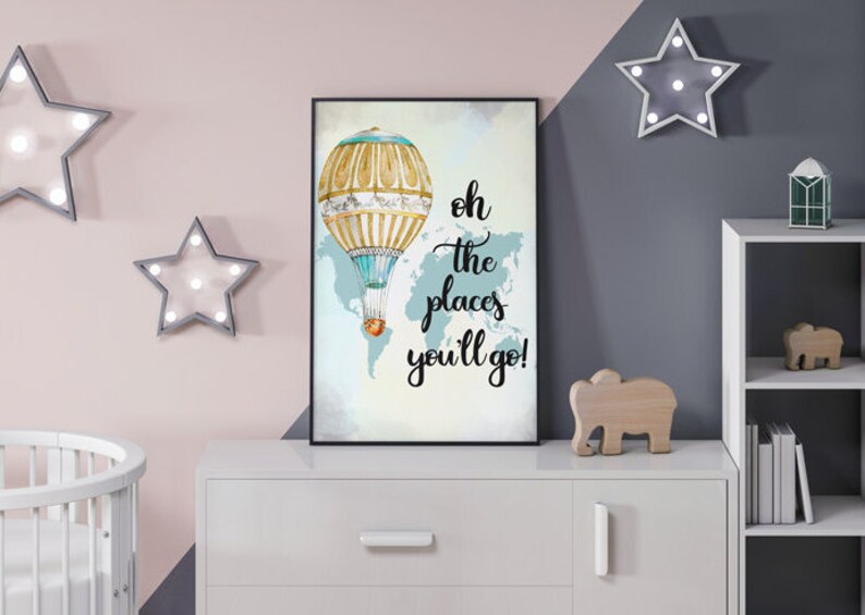 Oh The Places You'll Go Nursery Wall Art Travel Nursery | Etsy