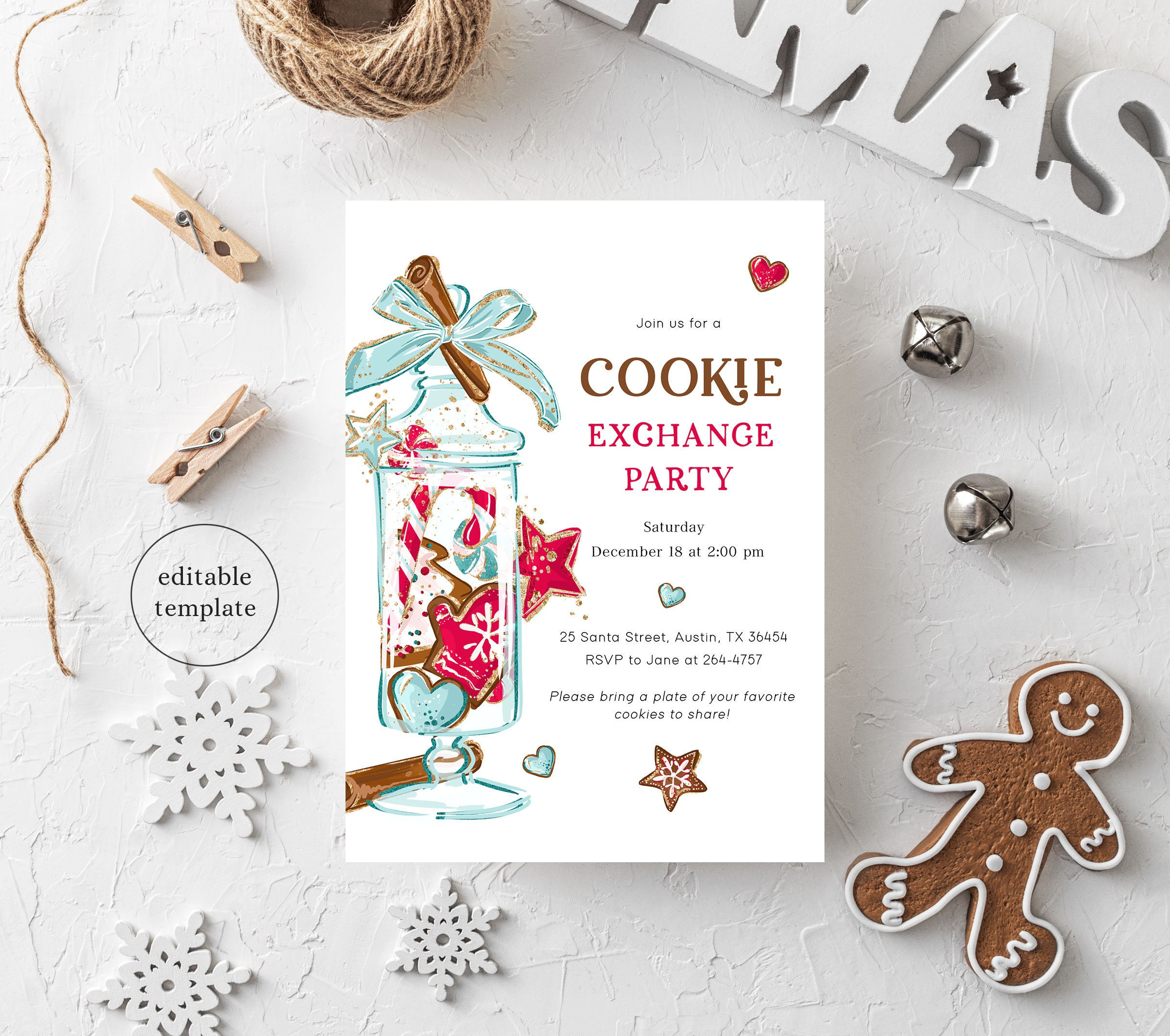 Cookie Exchange Invitation Template Editable Cookie Exchange - Etsy
