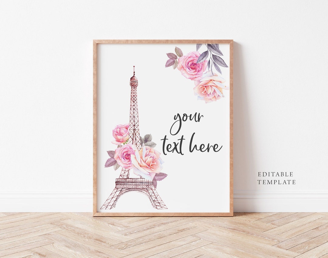Paris Table Sign Template, Paris Baby Shower Decorations, Paris Favors ...