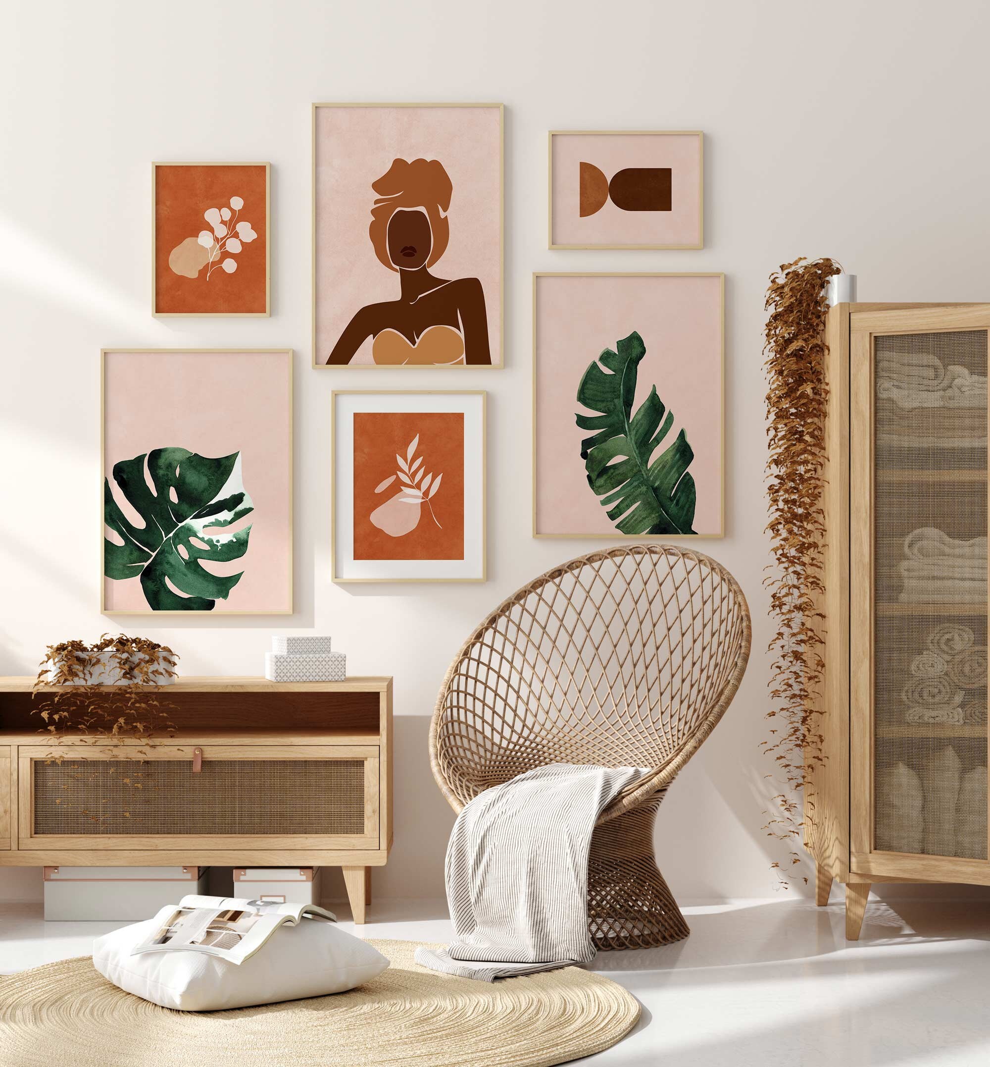 Boho Gallery Wall Art Prints Set of 6 Modern Boho Wall Art - Etsy