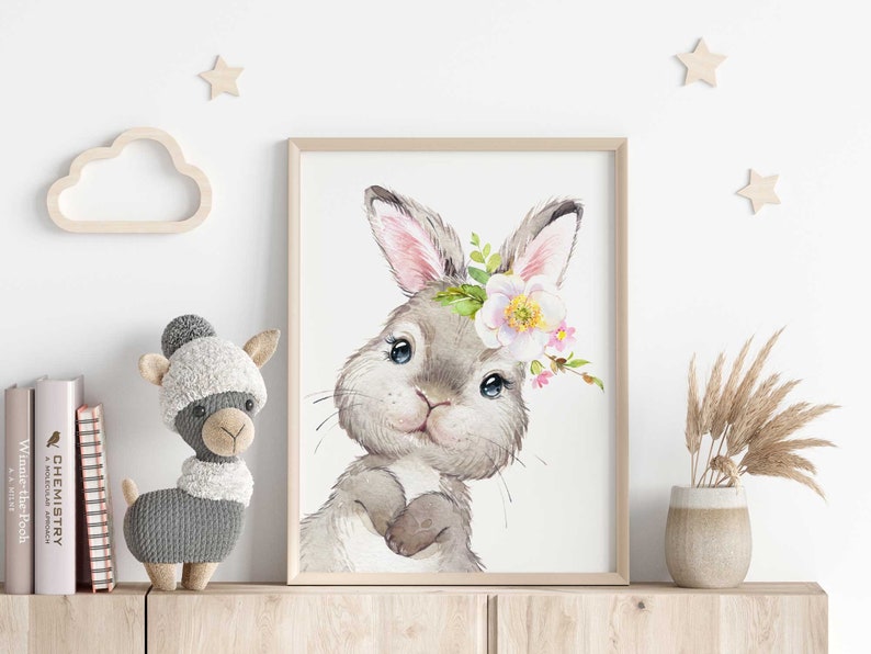 Bunny Nursery Wall Art Bunny Nursery Print Girl Nursery - Etsy
