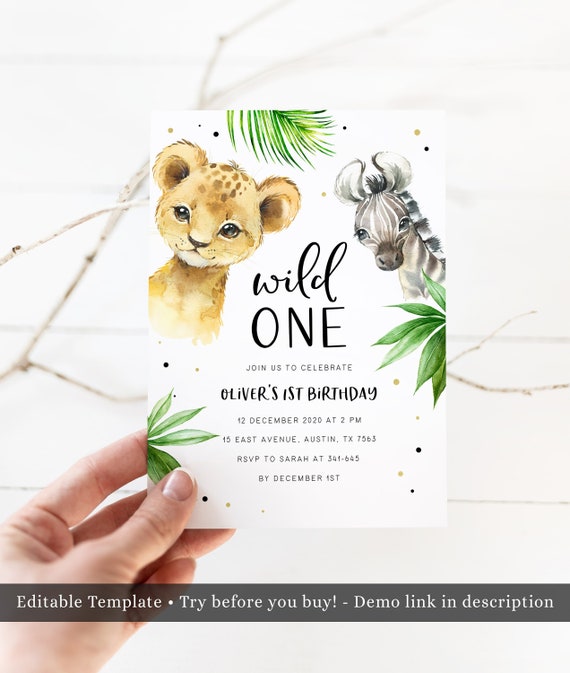 Wild One Birthday Invitation Template Editable Wild One | Etsy