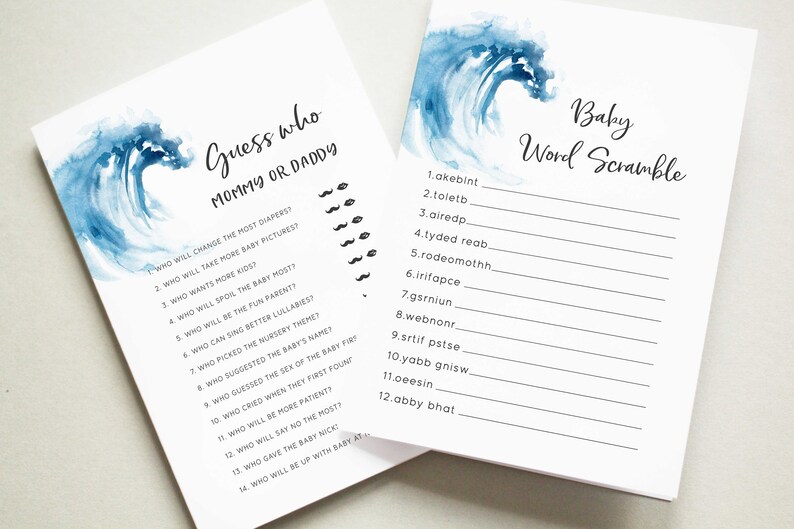 Ocean Baby Shower Games, Beach Baby Shower Games Bundle, Sea Baby ...