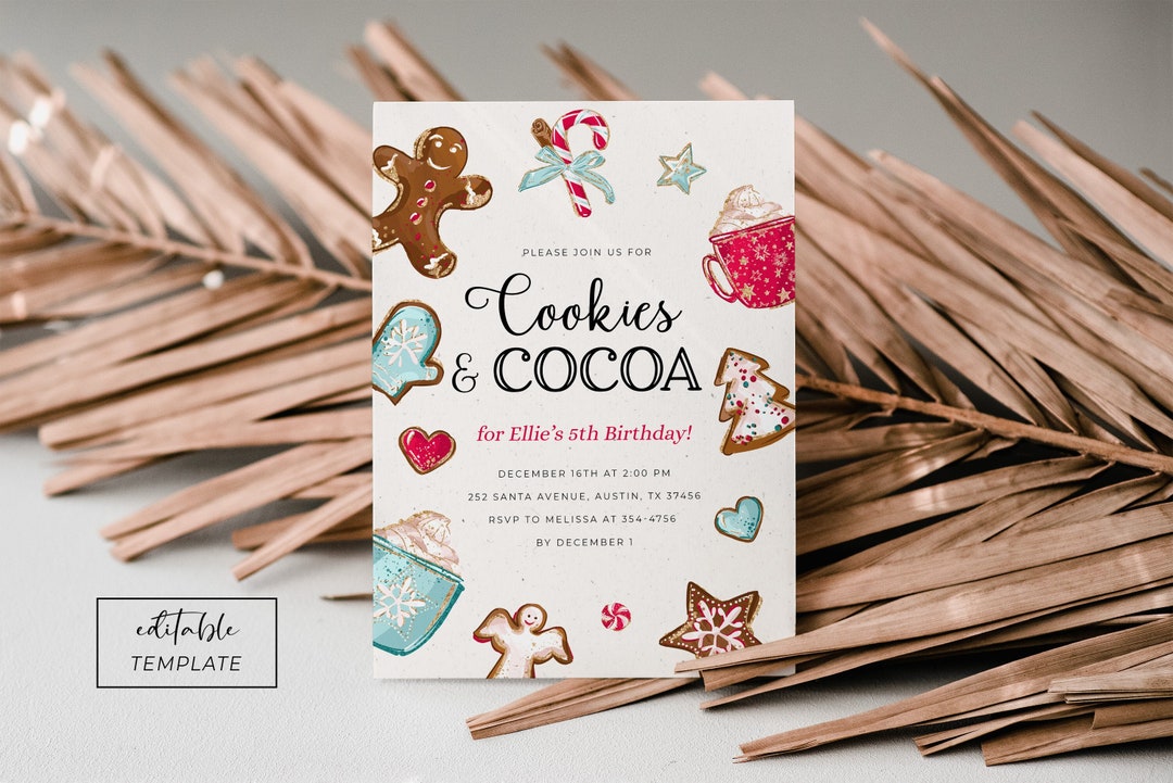 Cookies and Cocoa Invitation Template, Editable Cookies and Cocoa ...