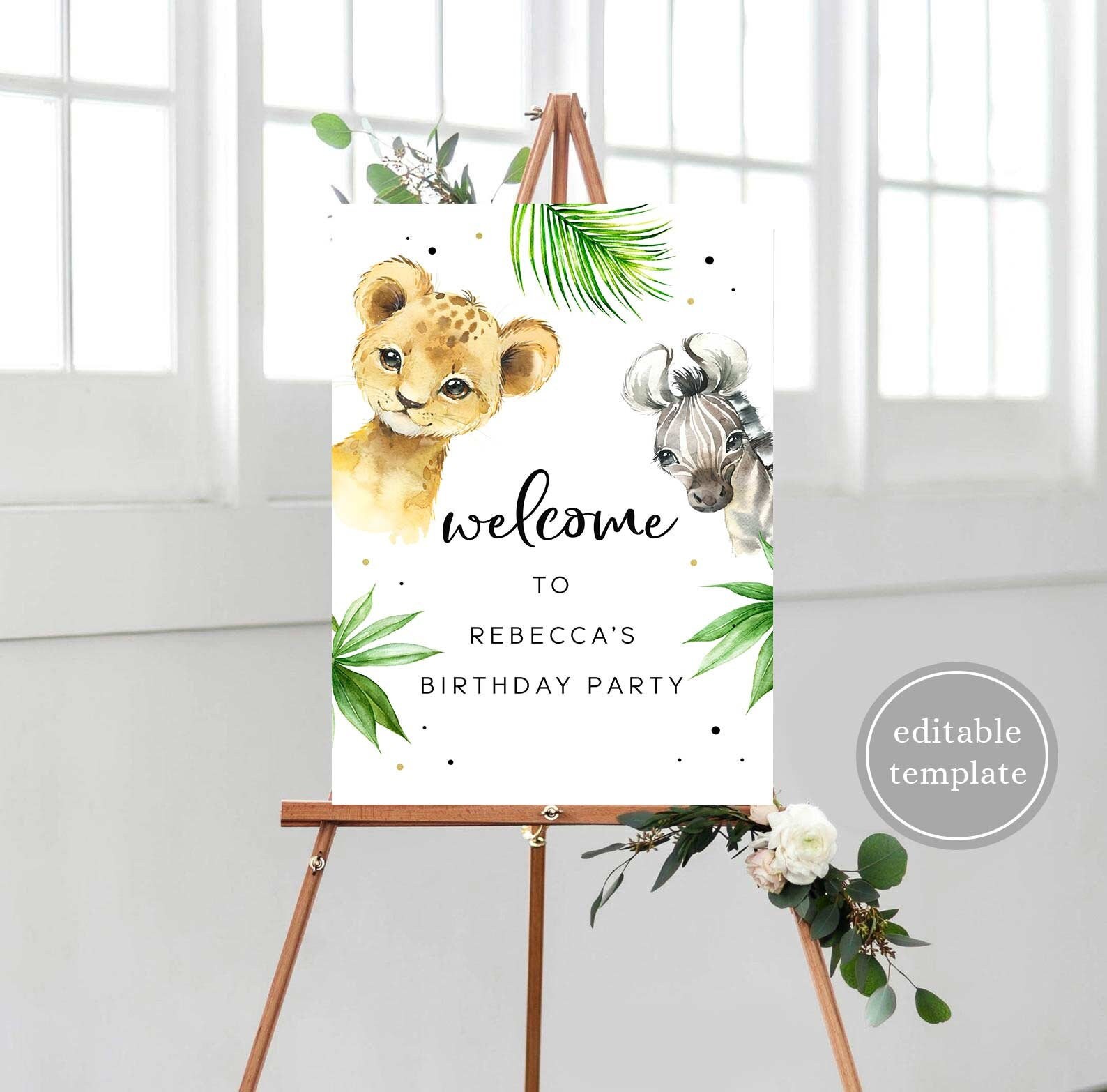 Safari Birthday Welcome Sign Template Safari Birthday Party - Etsy
