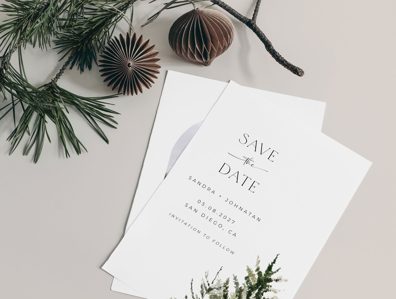 Winter Save the Date Template, Pine Save the Date Download, Forest Save ...