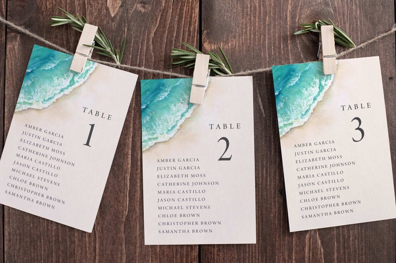 Beach Wedding Seating Chart Template Ocean Wedding Seating - Etsy