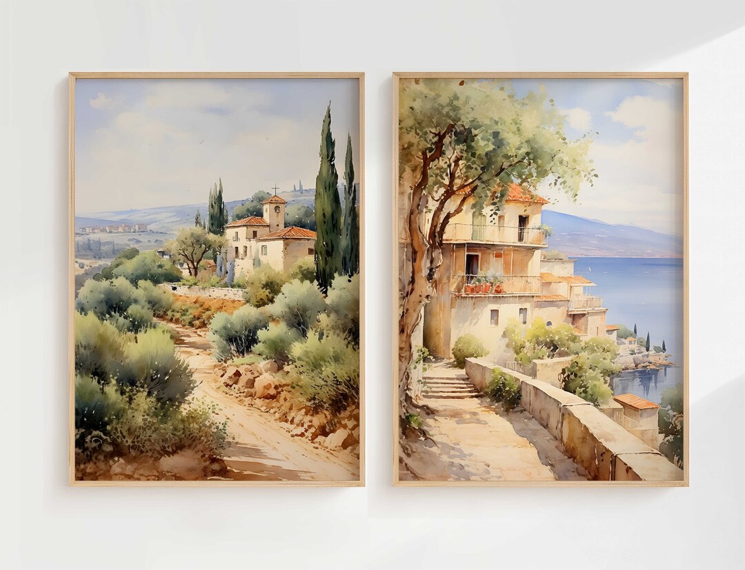 Mediterranean Wall Art Set, Italy Wall Art, Greece Wall Art ...