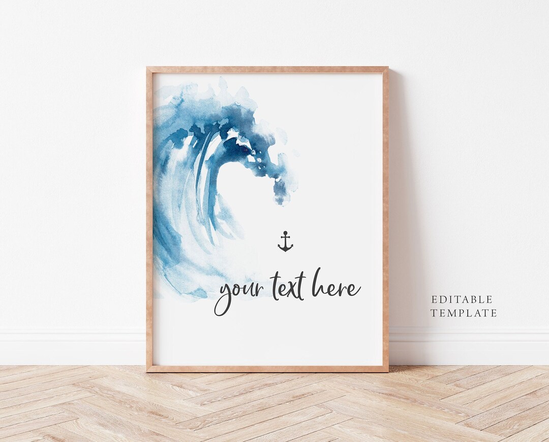 Custom Ocean Wedding Sign, Editable Template, Beach Bridal Shower ...
