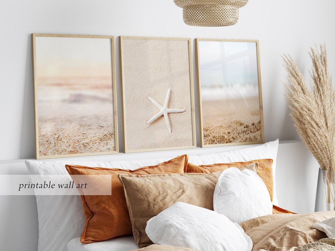 Beach Wall Art Set of 3, Neutral Beach Prints Digital Download, Coastal ...