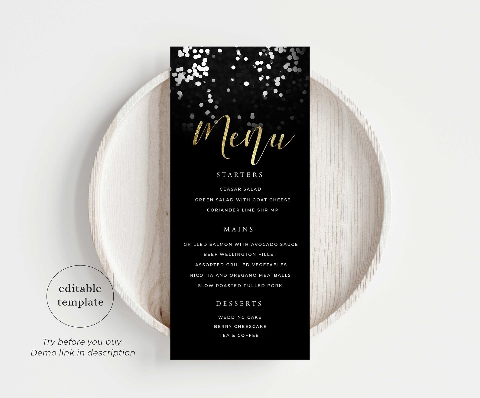 Christmas Menu Template Black and Gold Christmas Menu - Etsy