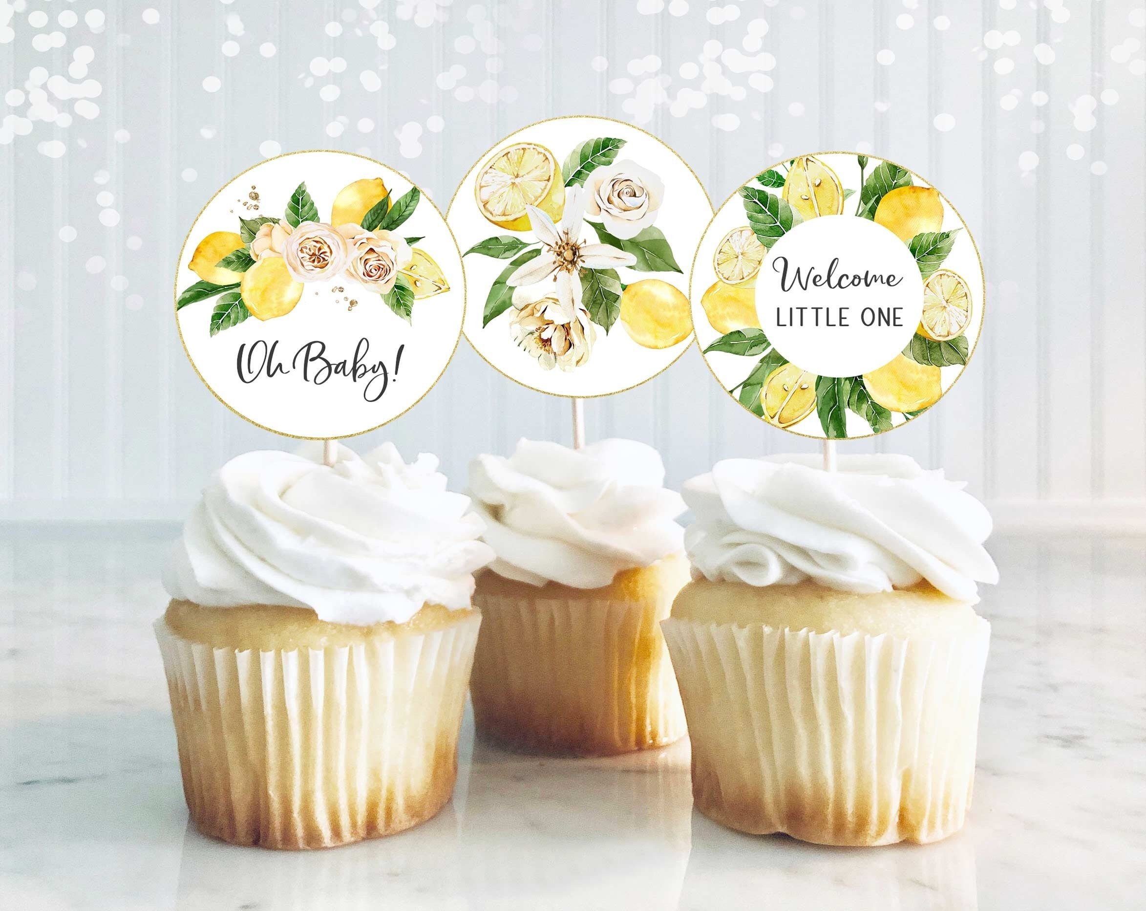 Lemon Baby Shower Decorations, Lemon Baby Shower Cupcake Toppers ...